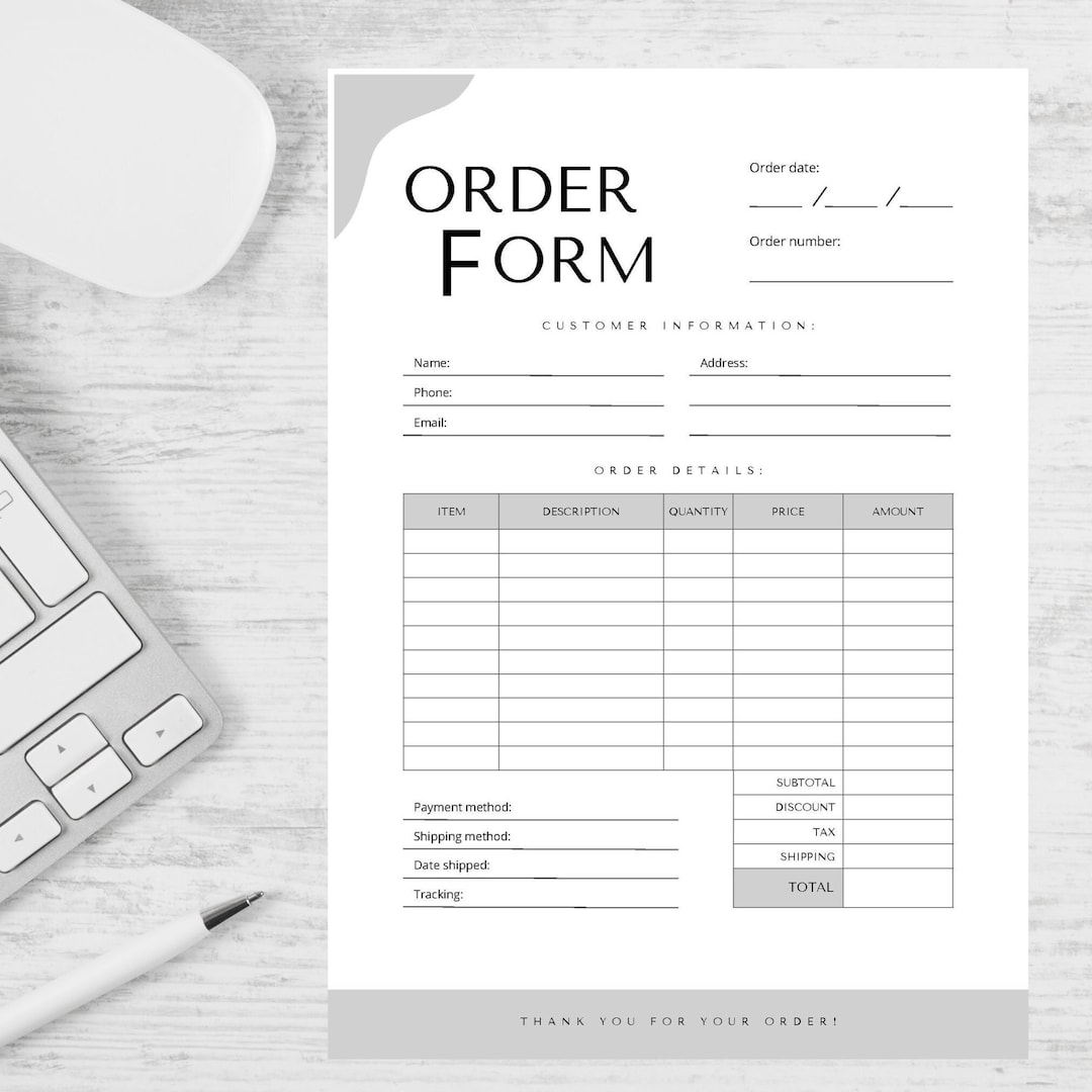 Simple Modern Order Form Template Purchase Order Form Template Print ...