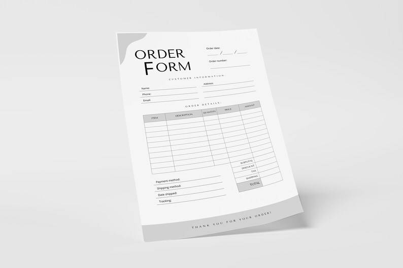 Simple Modern Order Form Template Purchase Order Form Template Print ...