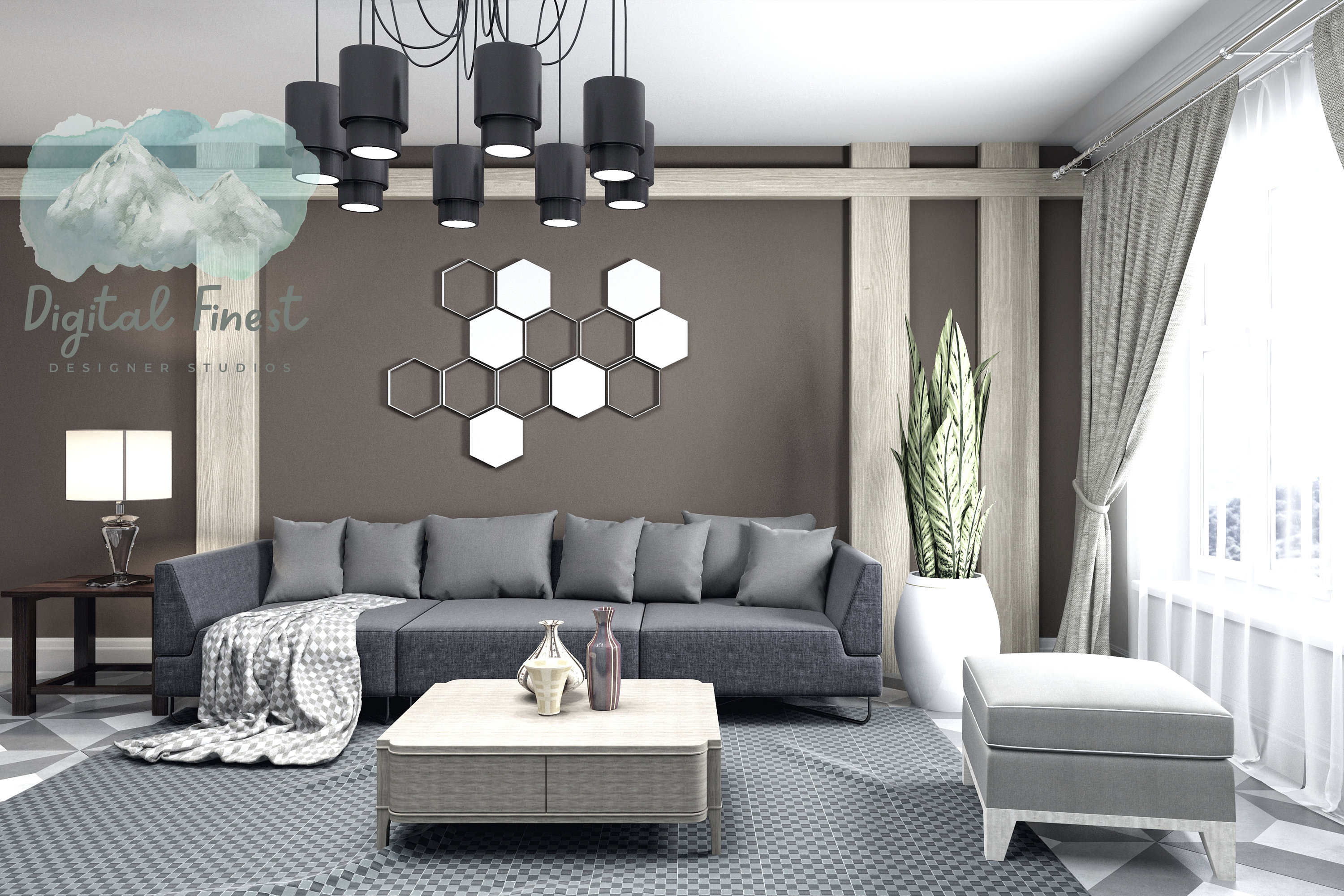 Modern Interior Zoom Virtual Backgrounds Backdrop Office Background ...