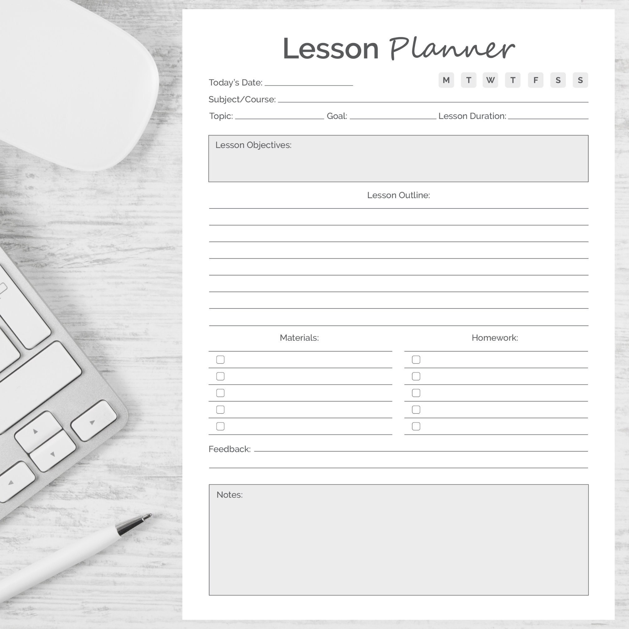 Lesson Planner Printable| Editable PDF & Word Doc| Lesson Planner ...