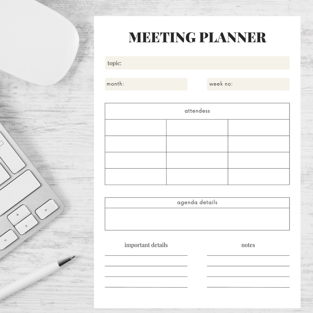 Meeting Planner Agenda Printable| Meeting Notes| Planner| Meeting PDF ...