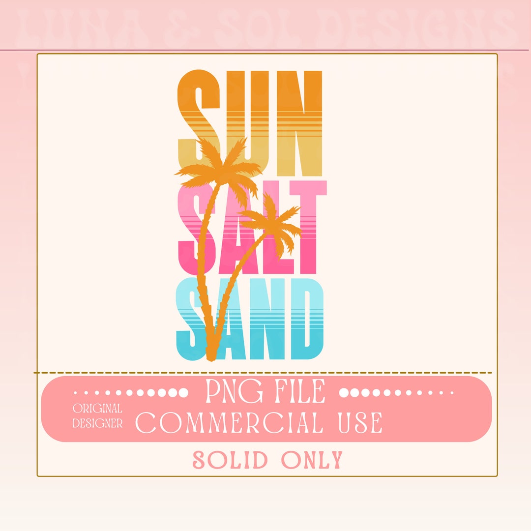 Sun Salt Sand Png,retro Summer Png,summer PNG for Sublimation,salty ...