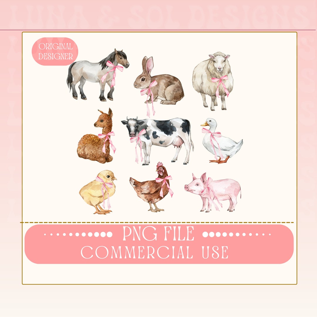 Farm Sublimation,coquette Farm Animals,cow Png, Chicken Png,farmers ...