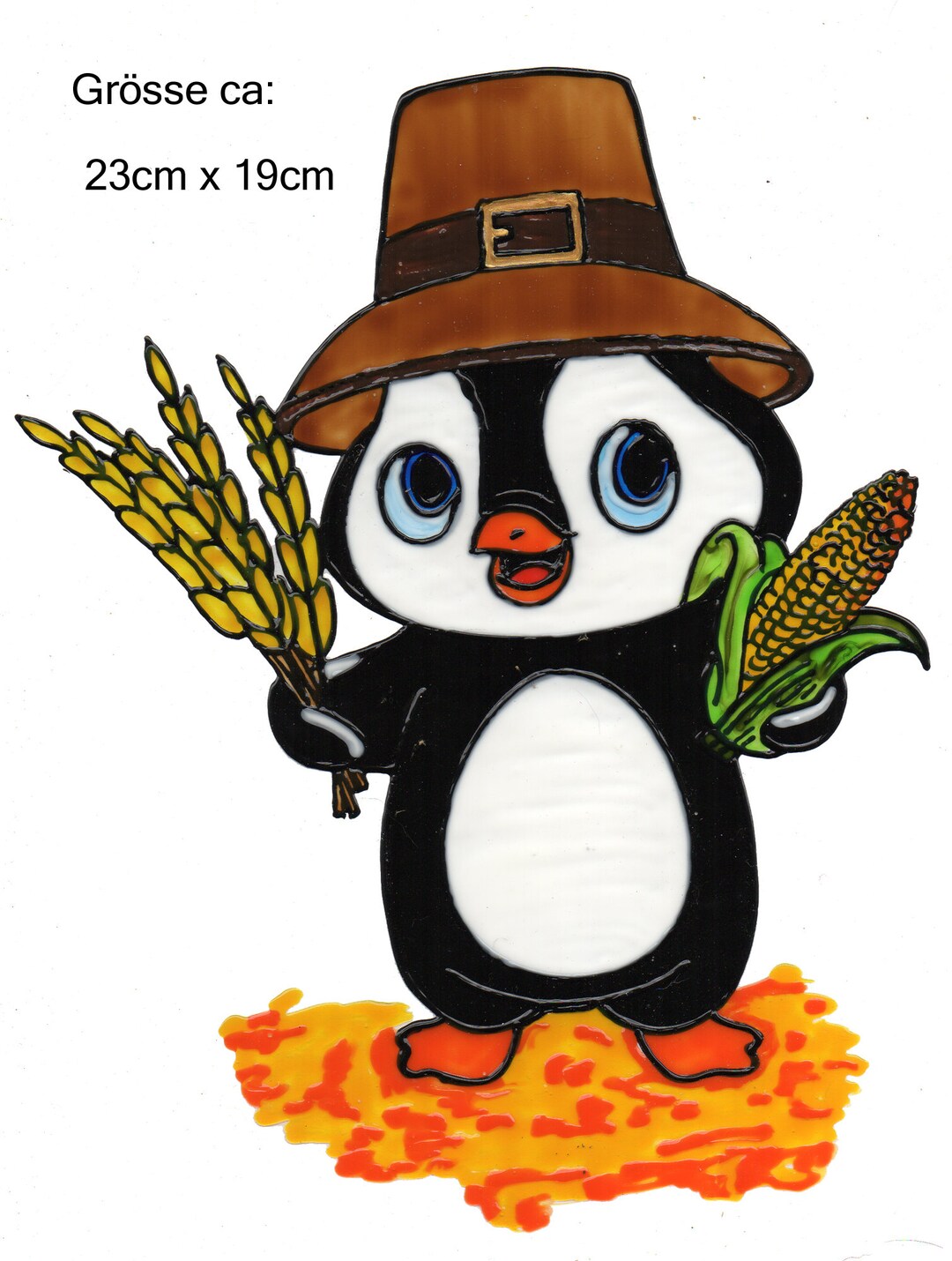 Window Color Window Sticker Penguin With Corn 108 - Etsy