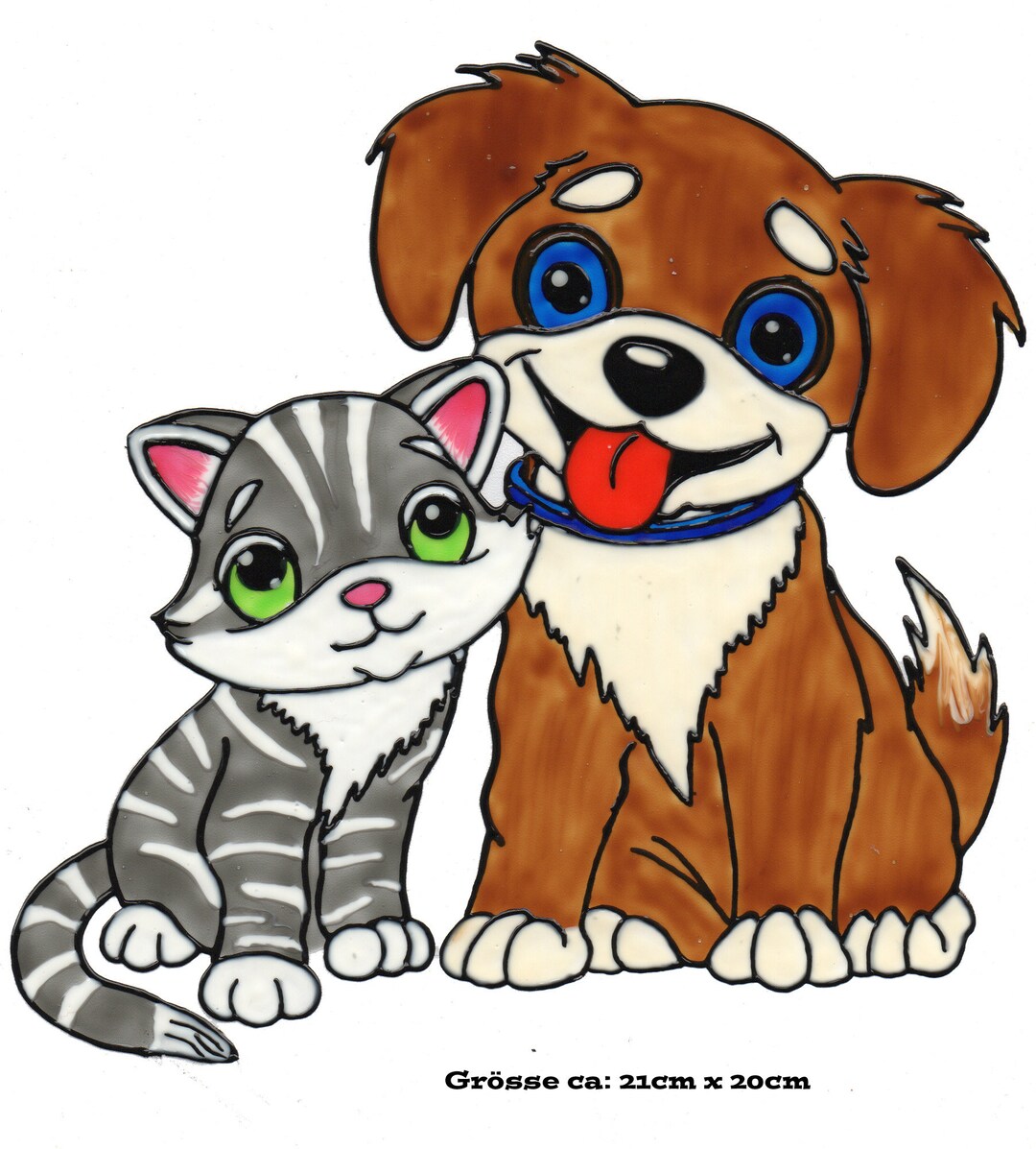 Window Color Window Sticker Dog With Cat 264 - Etsy