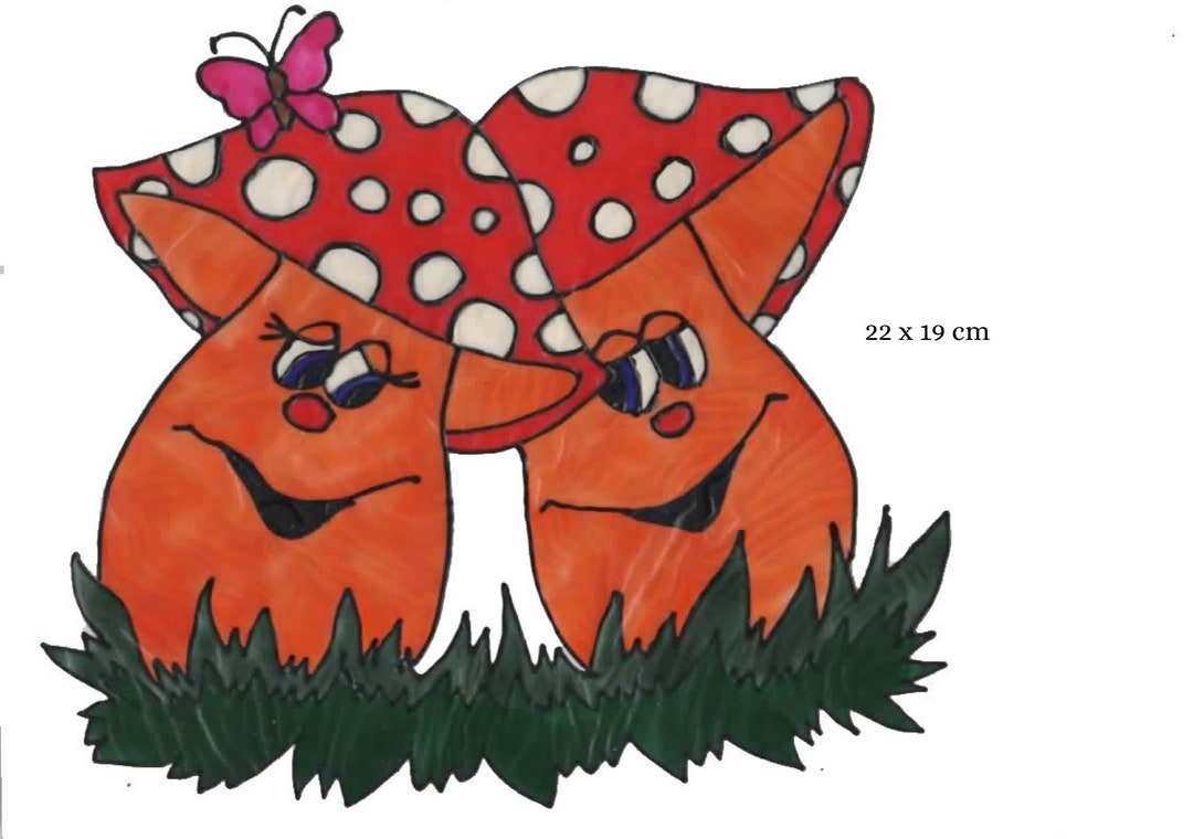 Window Color Window Picture Sticker Mushrooms in Meadow 448 - Etsy