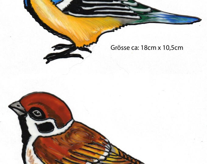 Window Color Sticker Mandala Birds Sparrow and Chickadee 322 - Etsy