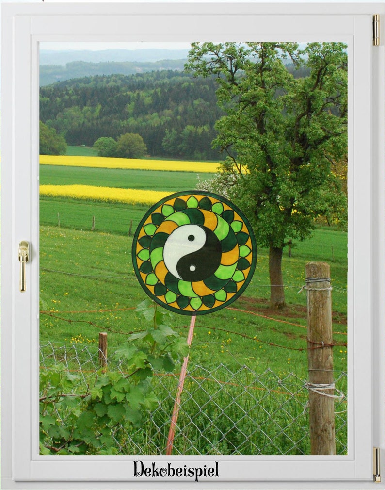 Window Color Sticker Mandala Jing Jang Green Yellow 331 - Etsy