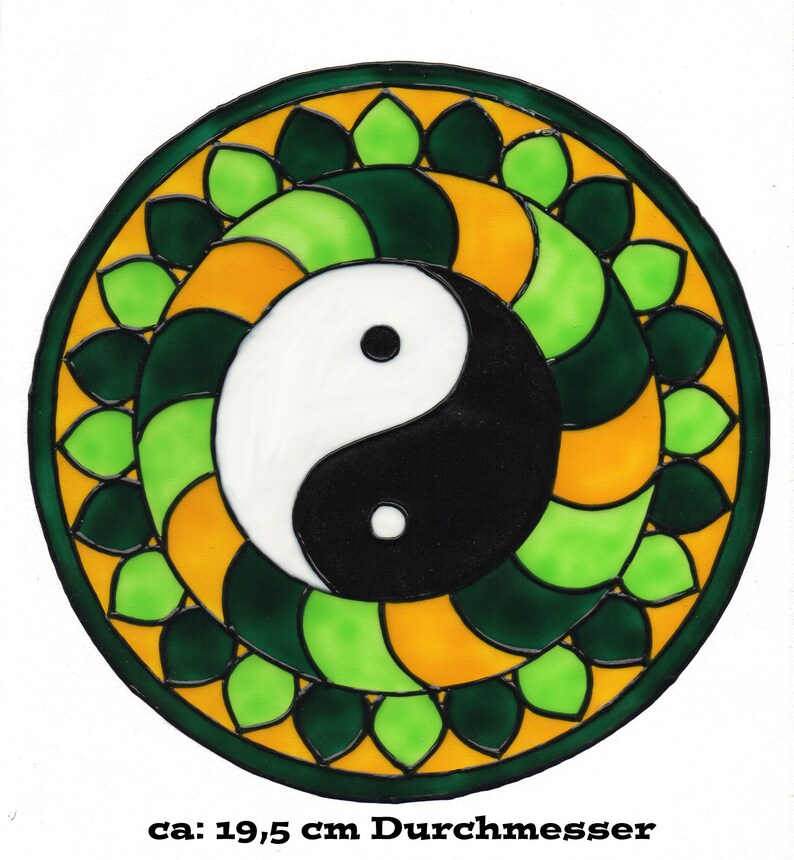 Window Color Sticker Mandala Jing Jang Green Yellow 331 - Etsy