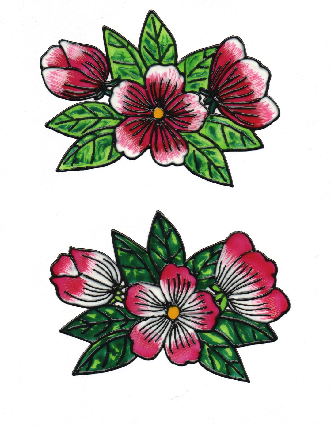 Window Color Window Picture Sticker 2 Flowers 347 - Etsy