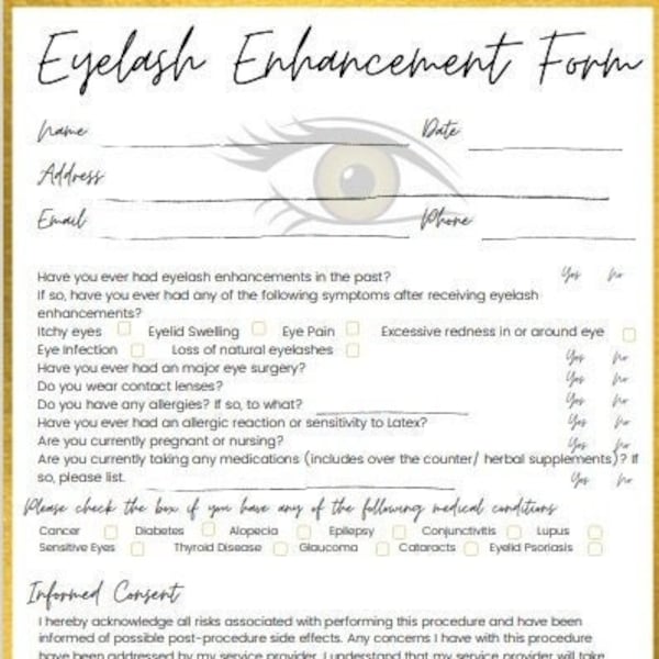 Eyelash Extension Consent Form - Etsy