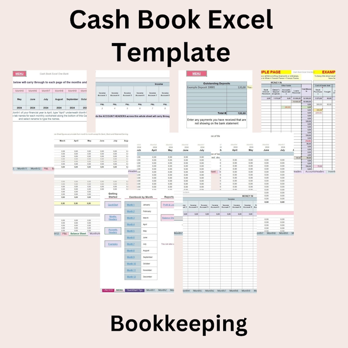 Cash Book Excel Template: Small Business Finance Tracker - Etsy
