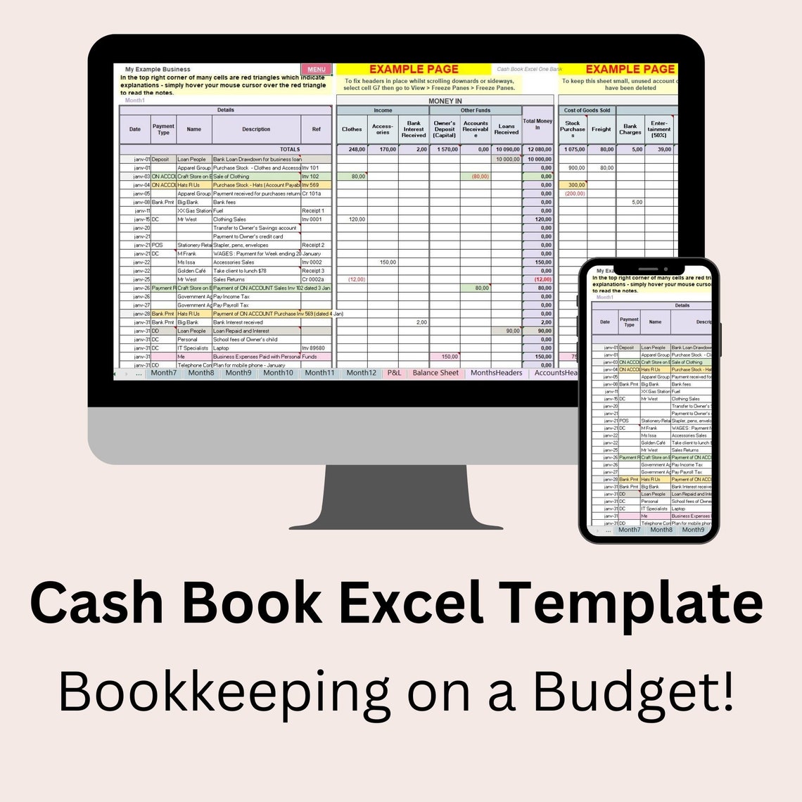 Cash Book Excel Template for Efficient 1 Bank Account Management, Ideal ...