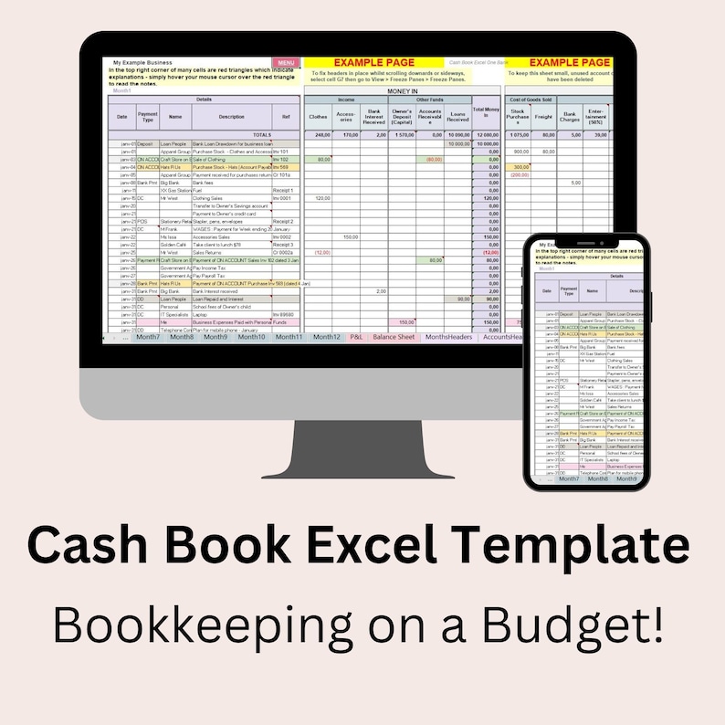 Cash Book Excel Template for Efficient 1 Bank Account Management, Ideal ...