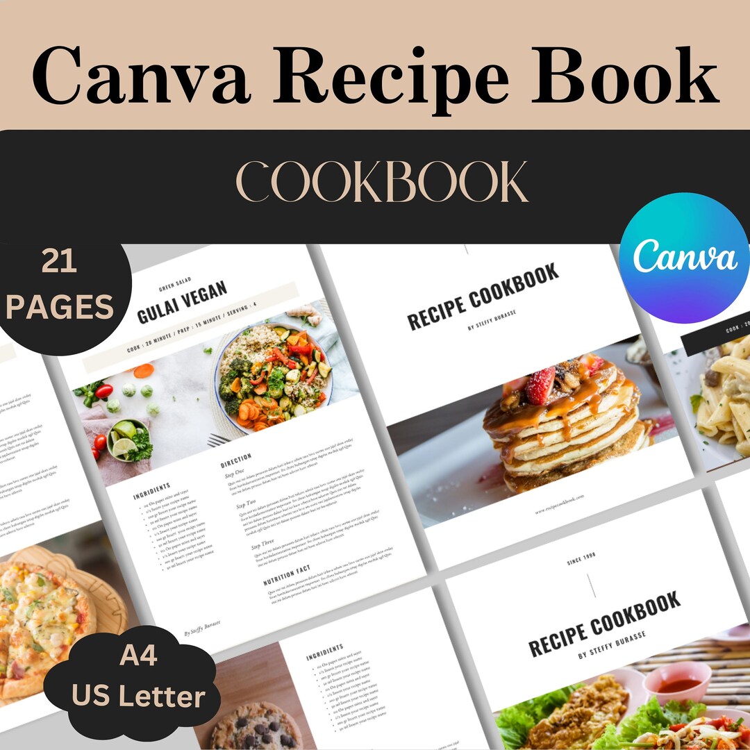 Canva Recipe Book / Cookbook Template - Instant Cooking Inspiration ...