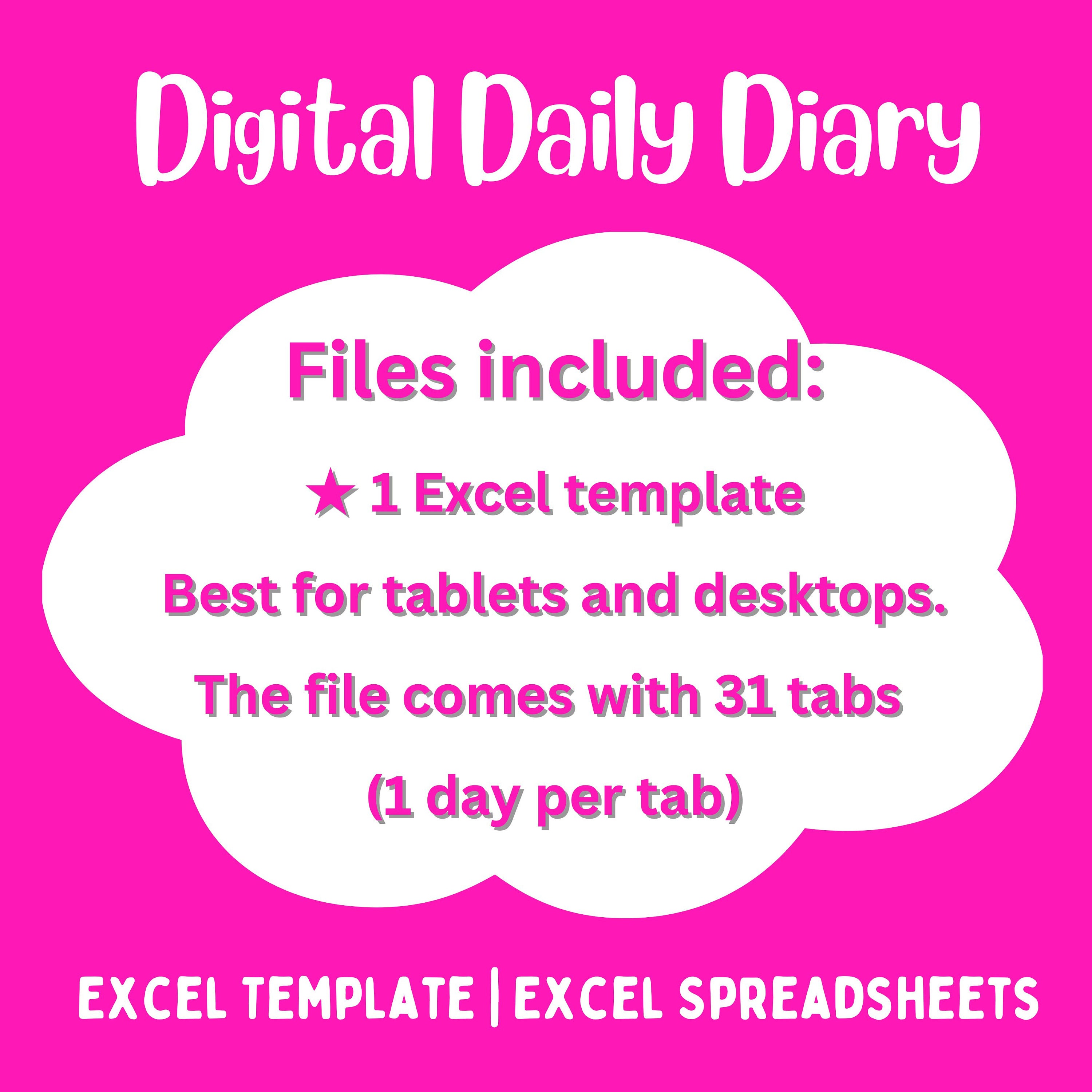 Digital Daily Planner Excel Template: Mood, Water & Expense Tracker ...