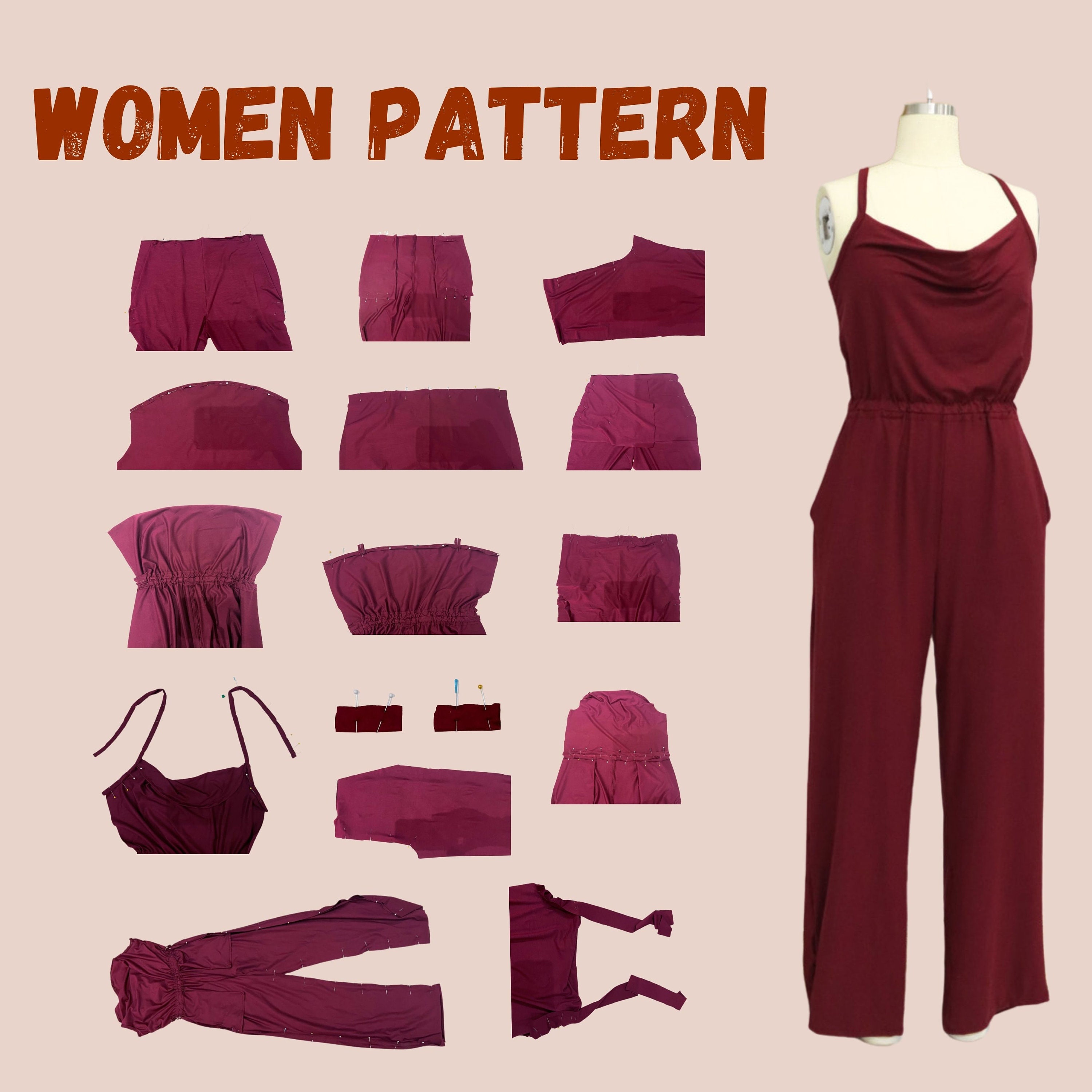 Jumpsuit Sewing Pattern, Overalls Pattern, Jumpsuit PDF Pattern, Women ...