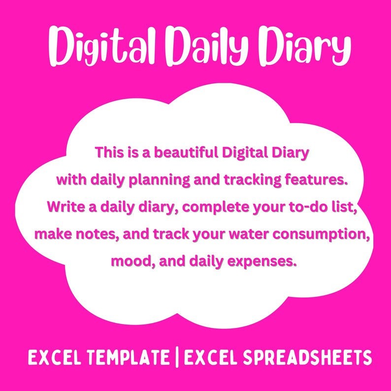 Digital Daily Planner Excel Template: Mood, Water & Expense Tracker ...