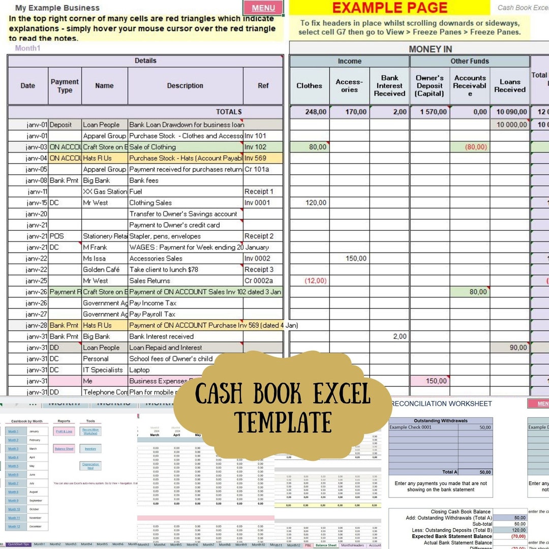 Cash Book - Excel Template for Efficient 1 Bank Account Management ...