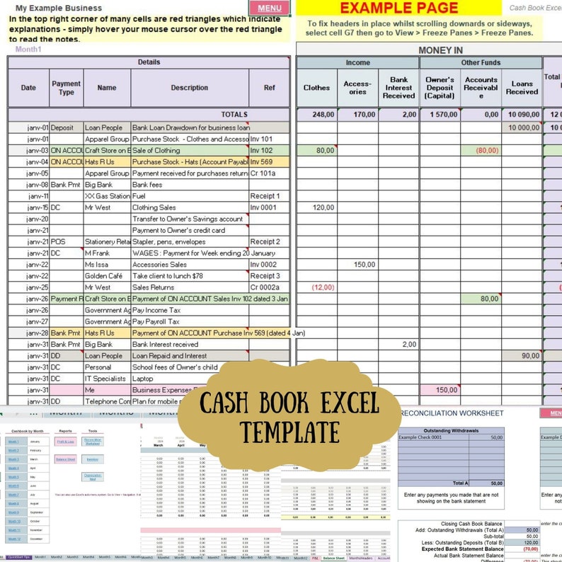 Cash Book - Excel Template for Efficient 1 Bank Account Management ...