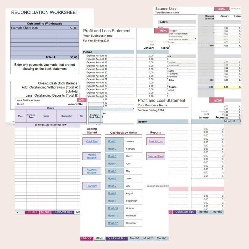 Cash Book Excel Template for Efficient 1 Bank Account Management, Ideal ...