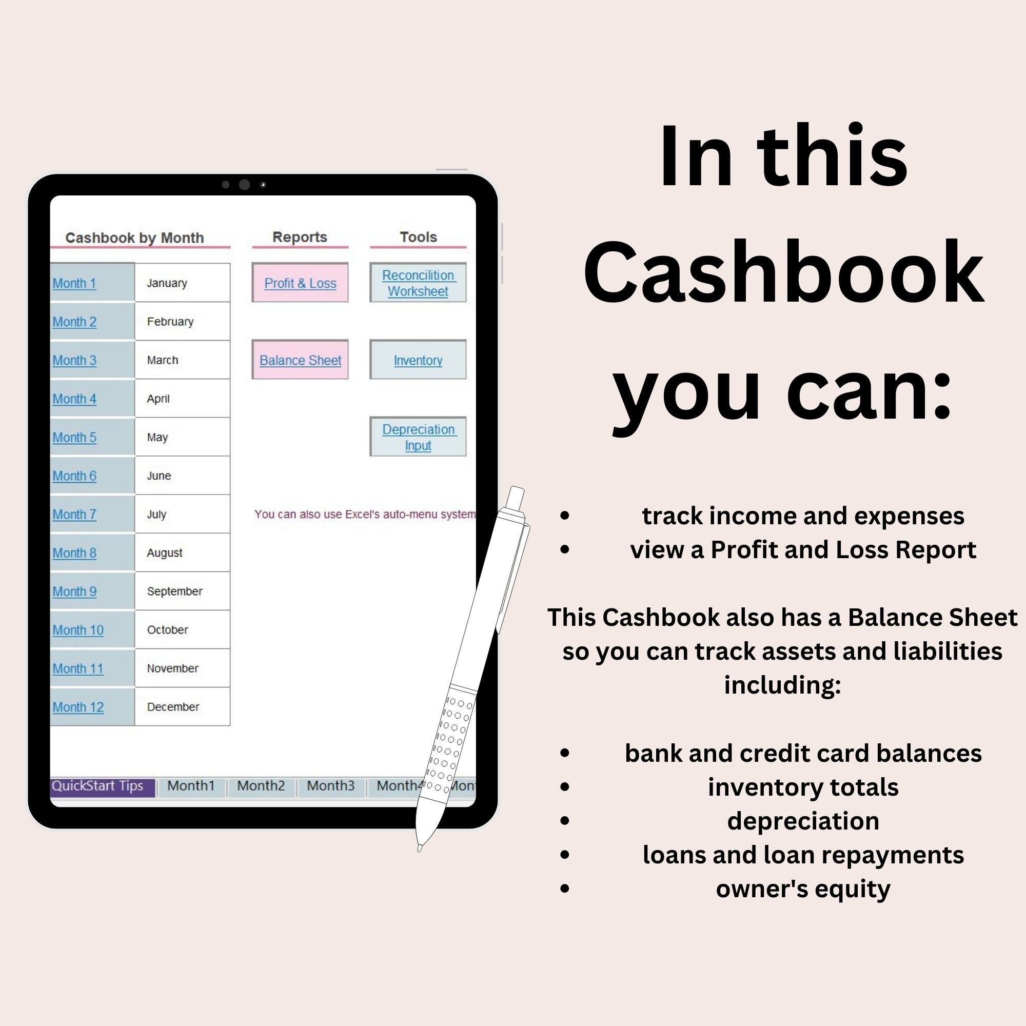 Cash Book Excel Template for Efficient 1 Bank Account Management, Ideal ...