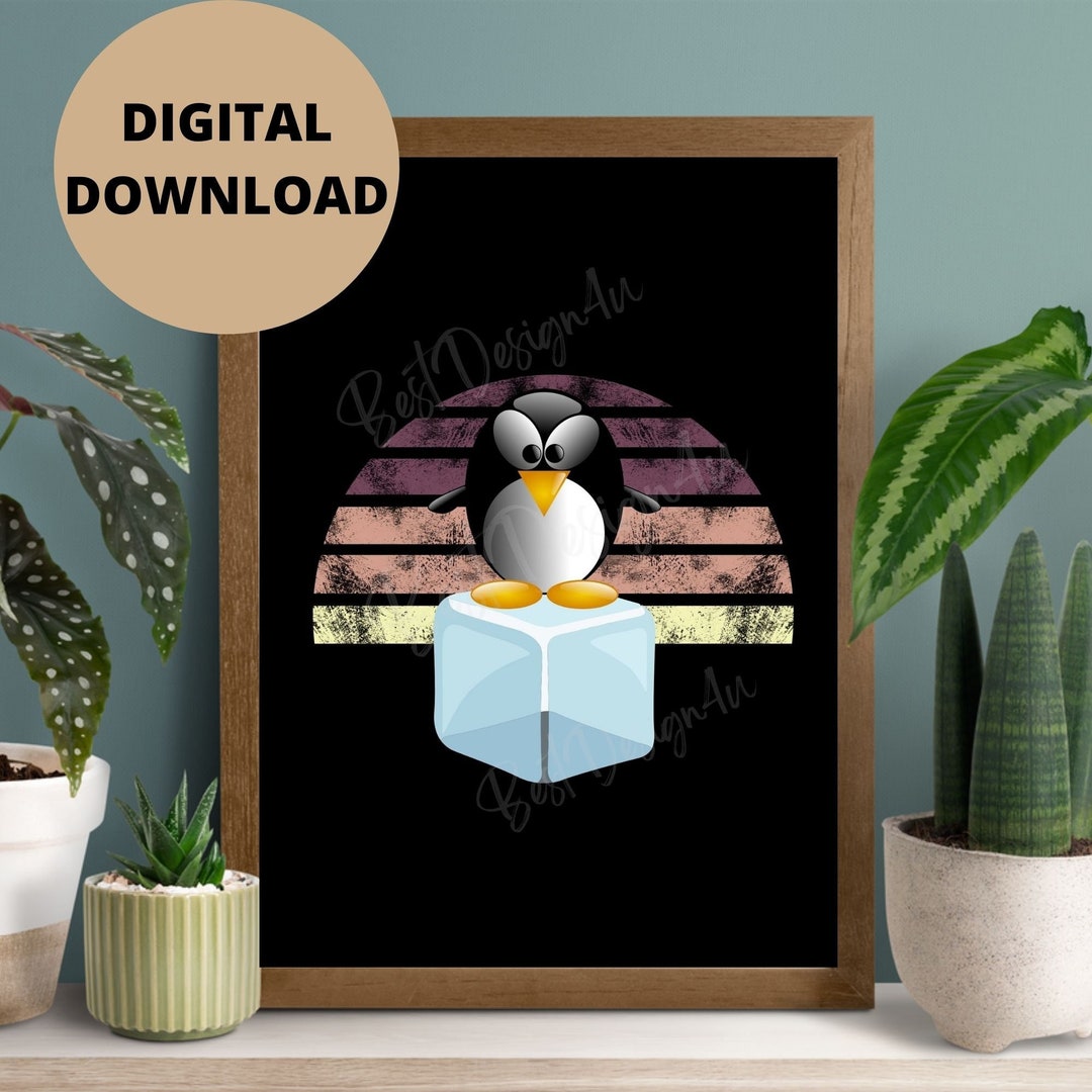 Retro Penguin Wall Art Print (digital Download) - Etsy