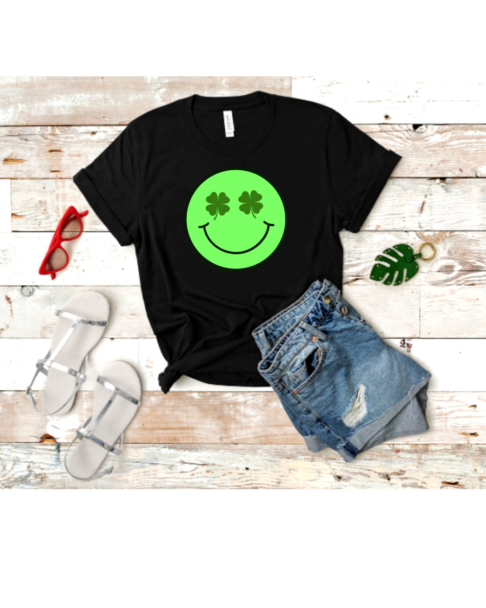 Green Smiley Face Png, Four Leaf Clover Smiley Face Png, Green Happy ...