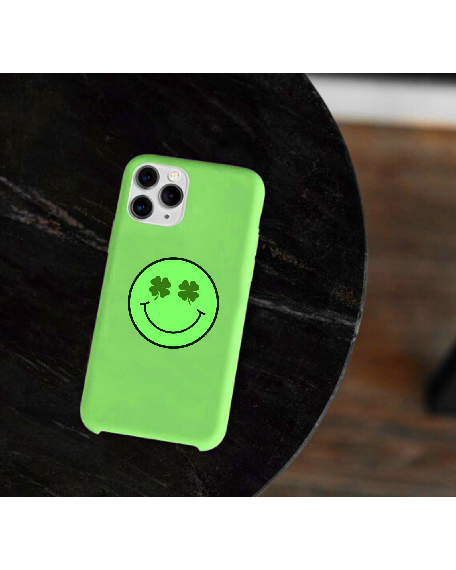 Green Smiley Face Png, Four Leaf Clover Smiley Face Png, Green Happy ...