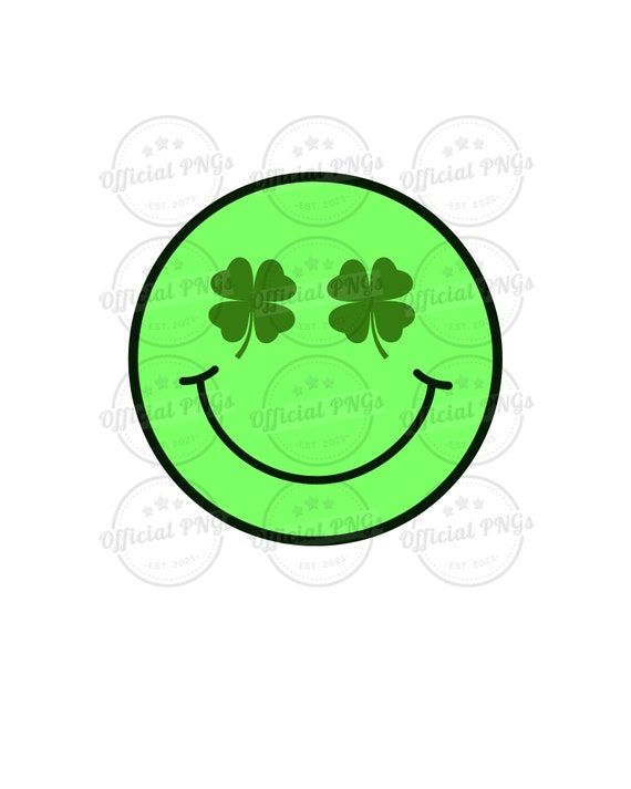 Green Smiley Face Png Four Leaf Clover Smiley Face Png Green - Etsy