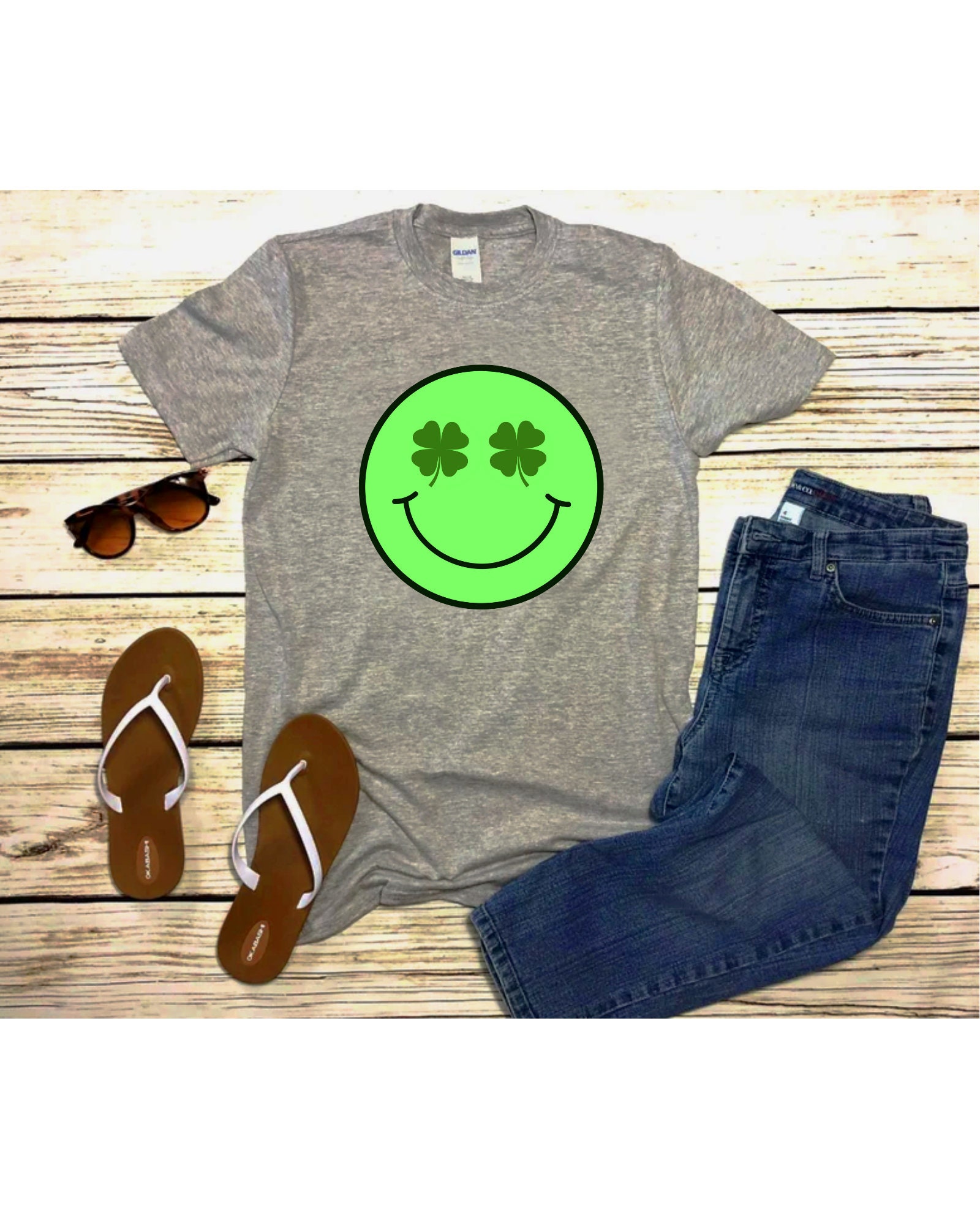 Green Smiley Face Png, Four Leaf Clover Smiley Face Png, Green Happy ...