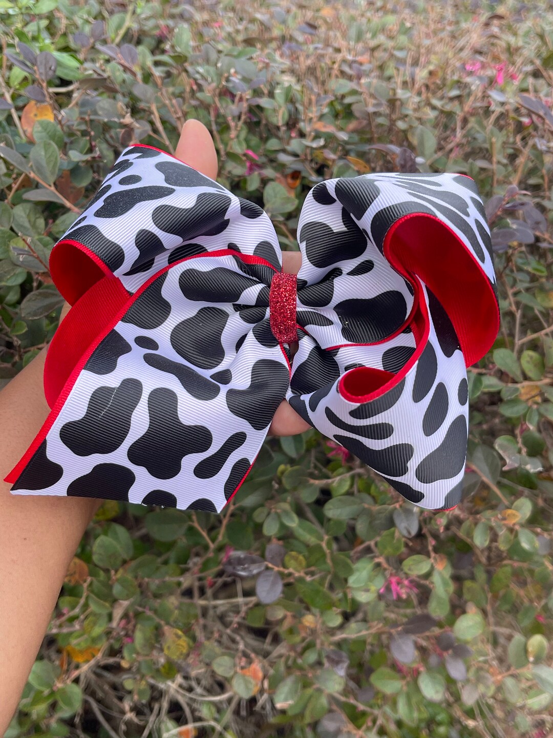 Girls XL Cow Print 6.5" RED Custom-designed Boutique Hairbow; Texas ...
