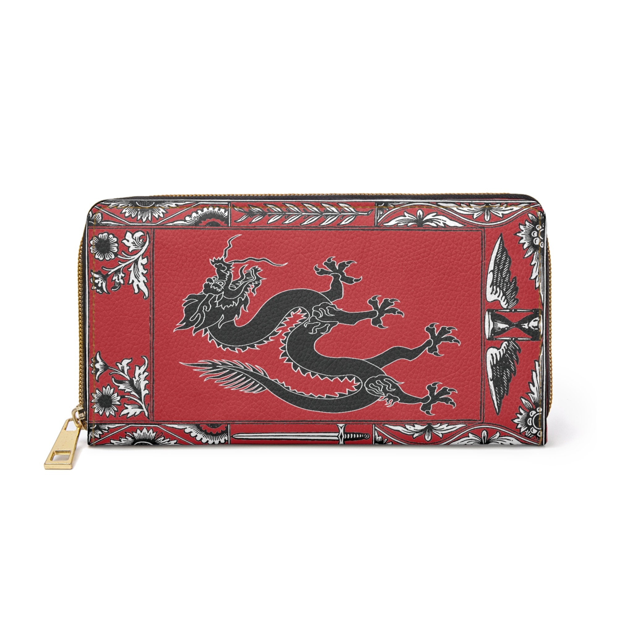 Black and White Dragon With Border Zipper Wallet - Etsy