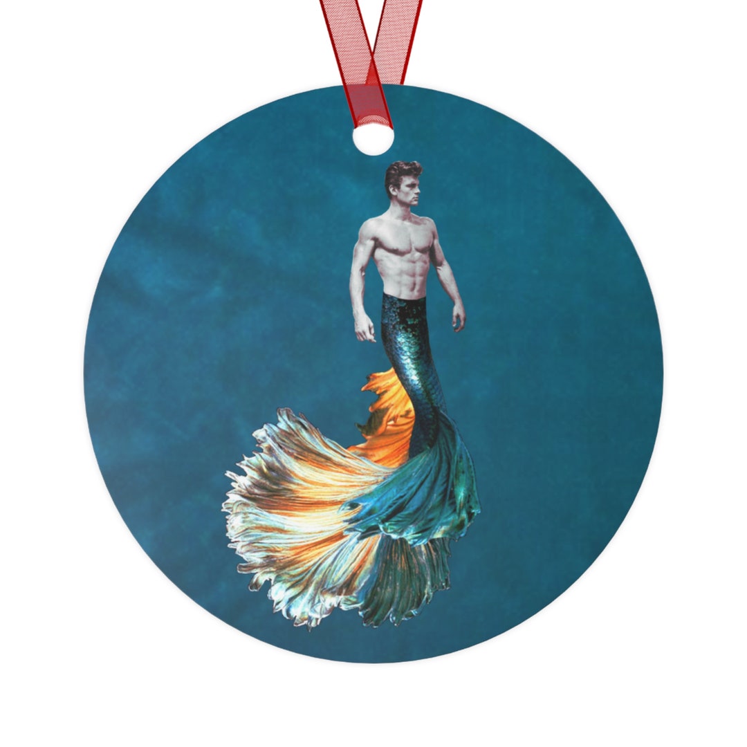 Colorful Merman Metal Ornament - Etsy