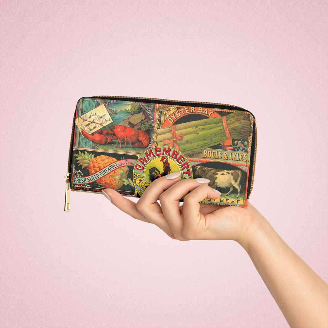 Vintage Food Labels Black Zipper Wallet - Etsy