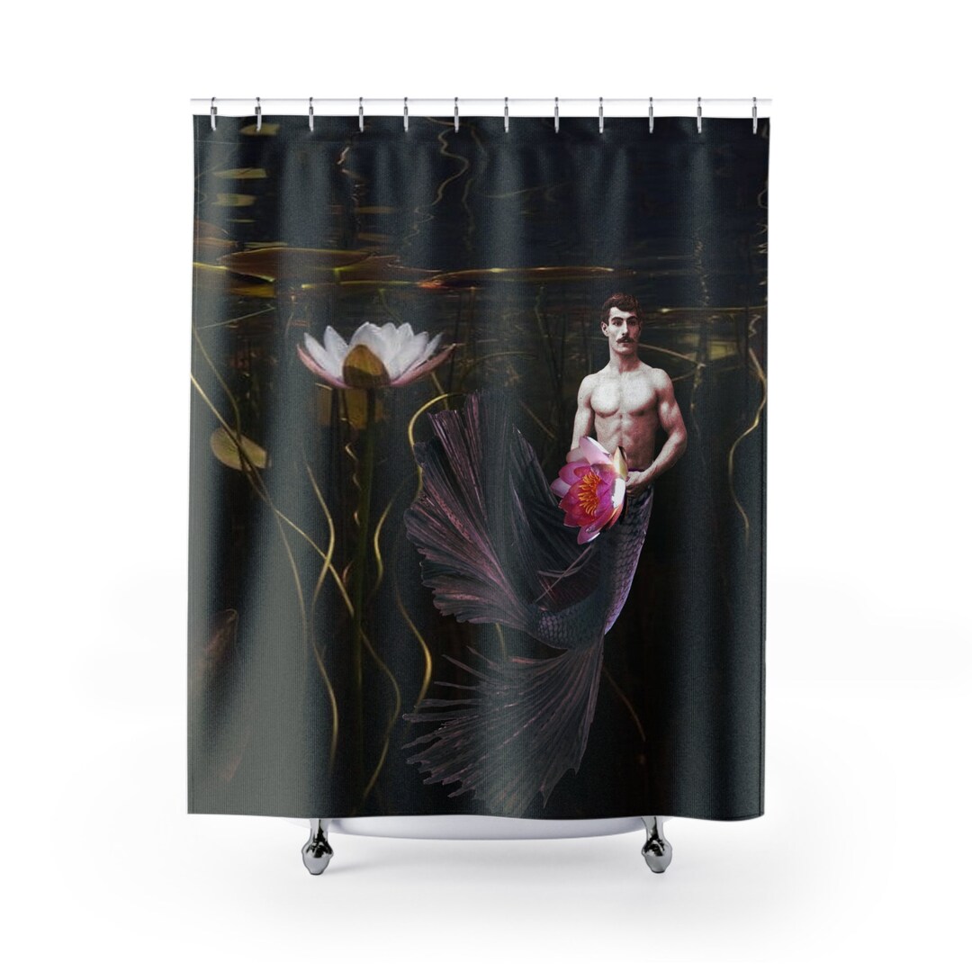 Dusky Merman in the Water Lilies Shower Curtains - Etsy