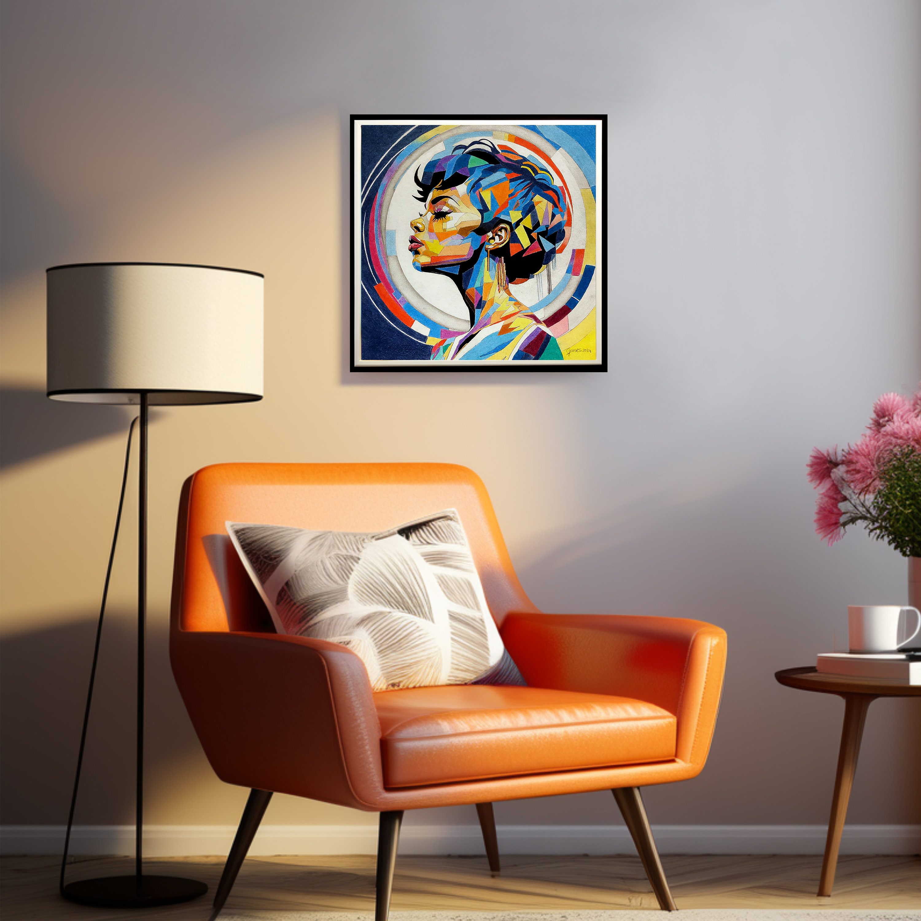 Handmade Abstract Portrait, Colored Pencil Drawing, Original Art (30x30 ...