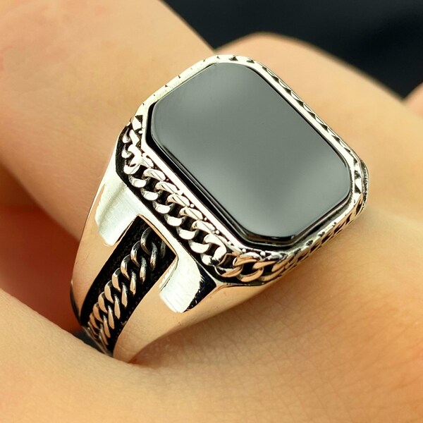 Black Stone Ring Men - Etsy