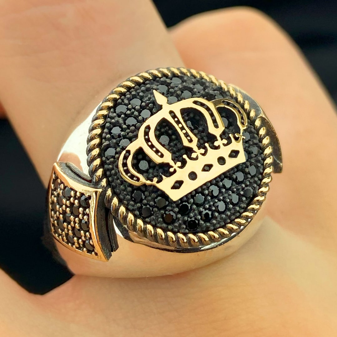 King Ring, Onyx Ring Silver,men's Black Microstone Minimal Silver Ring ...