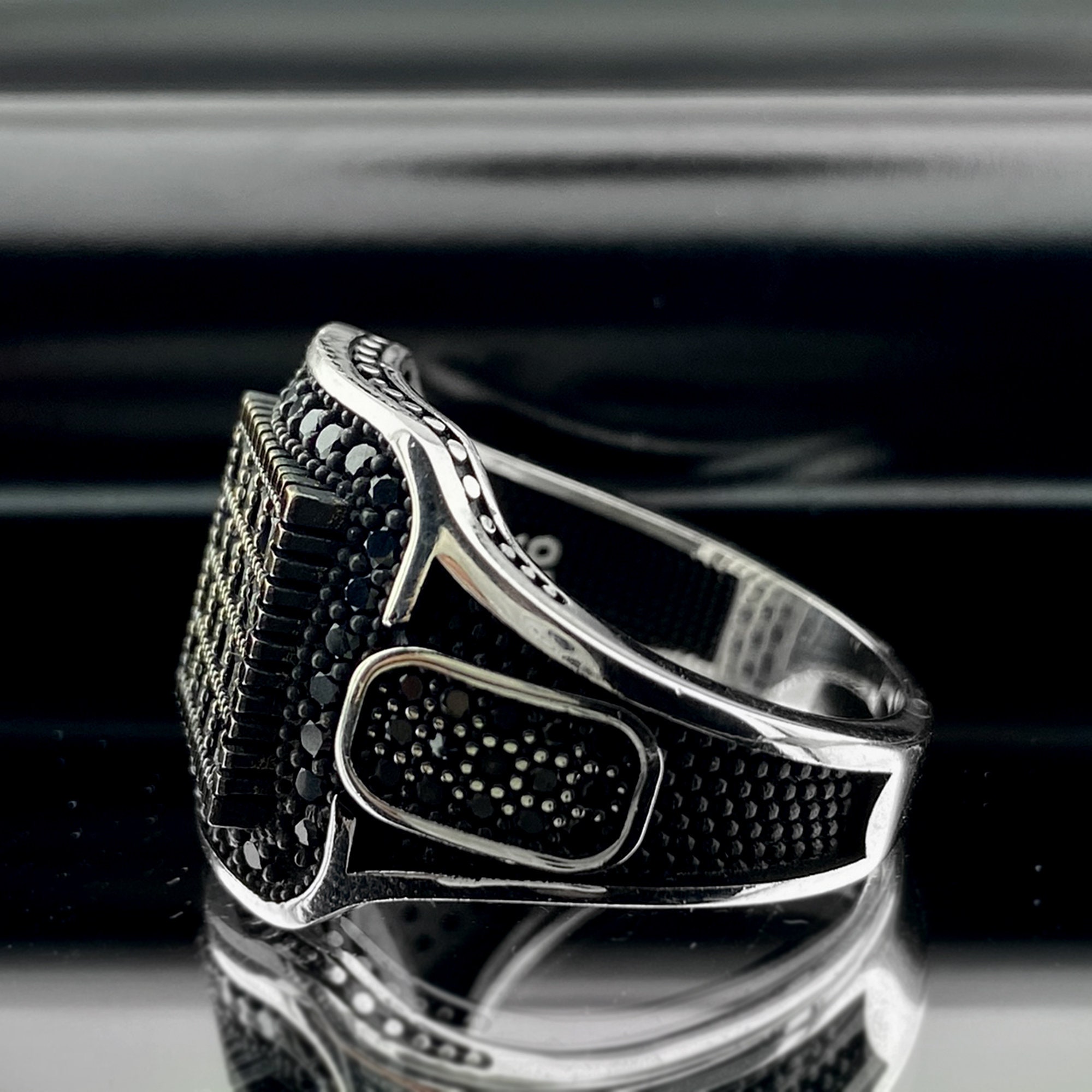 Onyx Stone Men Ringblack Stone Men Ringsquare Stoneottoman - Etsy