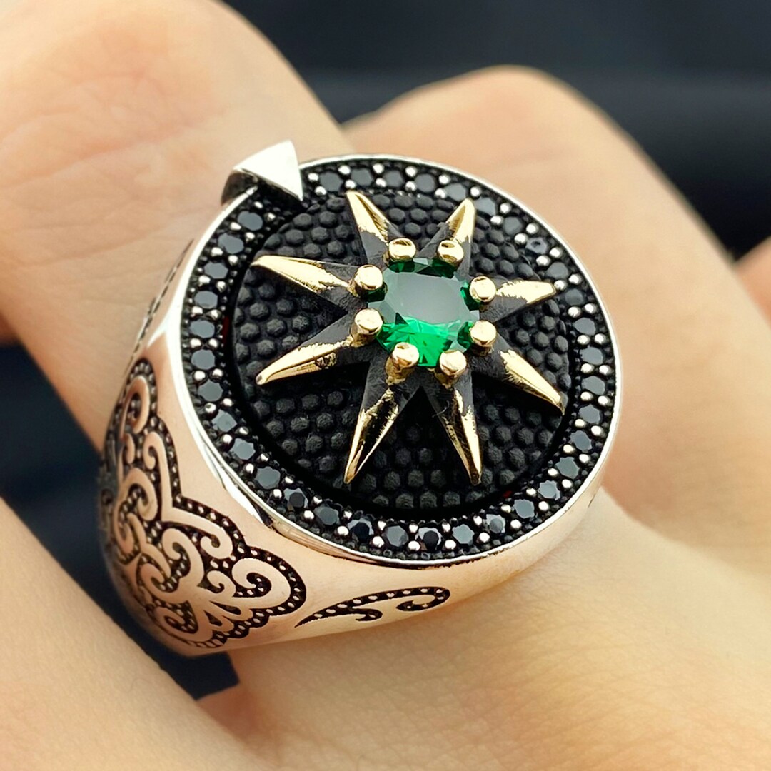 Green Stone Men Ring,star Men Ring,fidget Ring,spinner Ring,gift ...