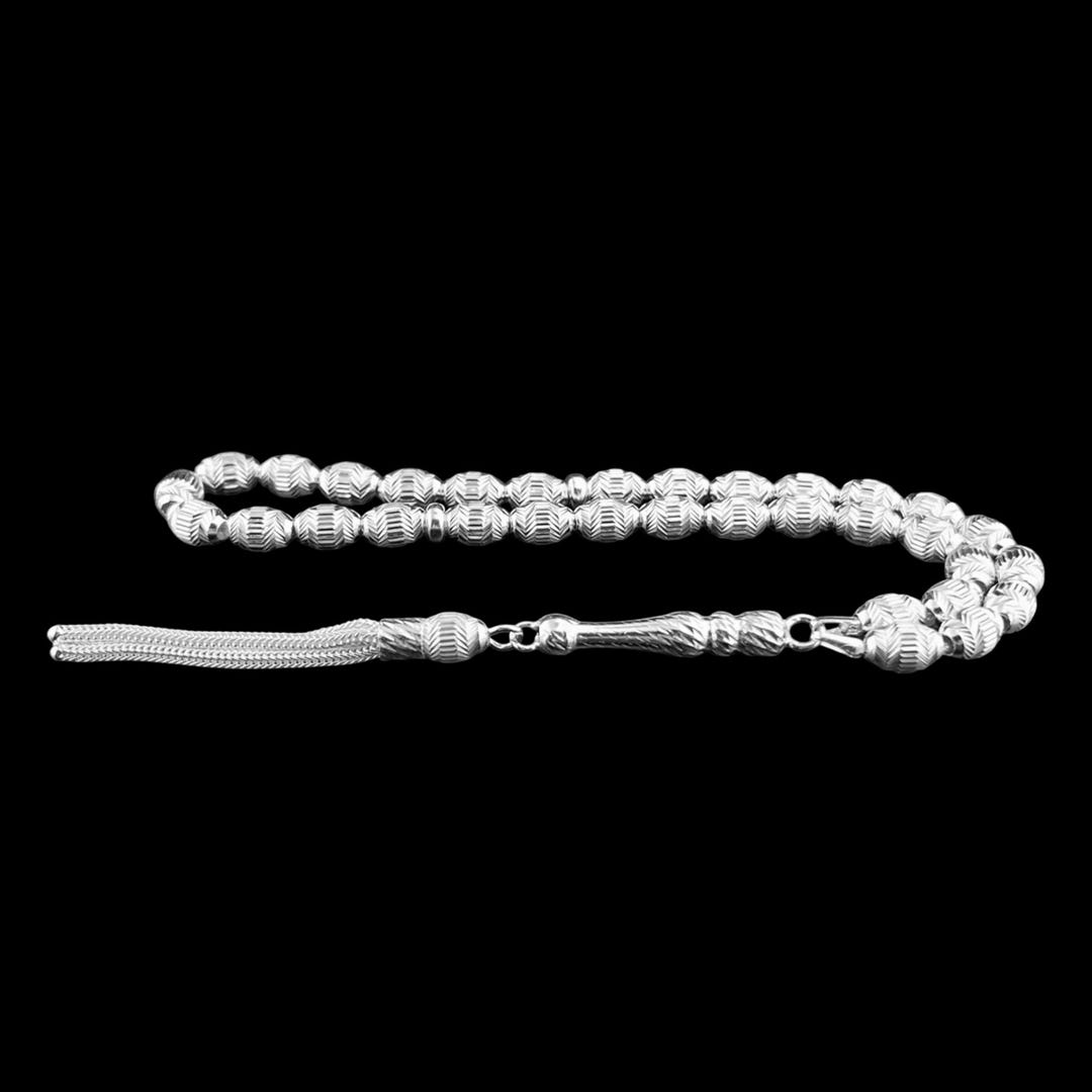 Engraved Sterling Silver Misbaha, Textured Turkish Rosary - Etsy