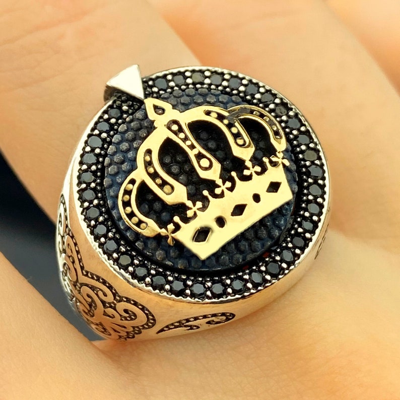 King Ring, Onyx Ring Silver Rings,fidget Ring, Crown Ring,spinner Ring ...
