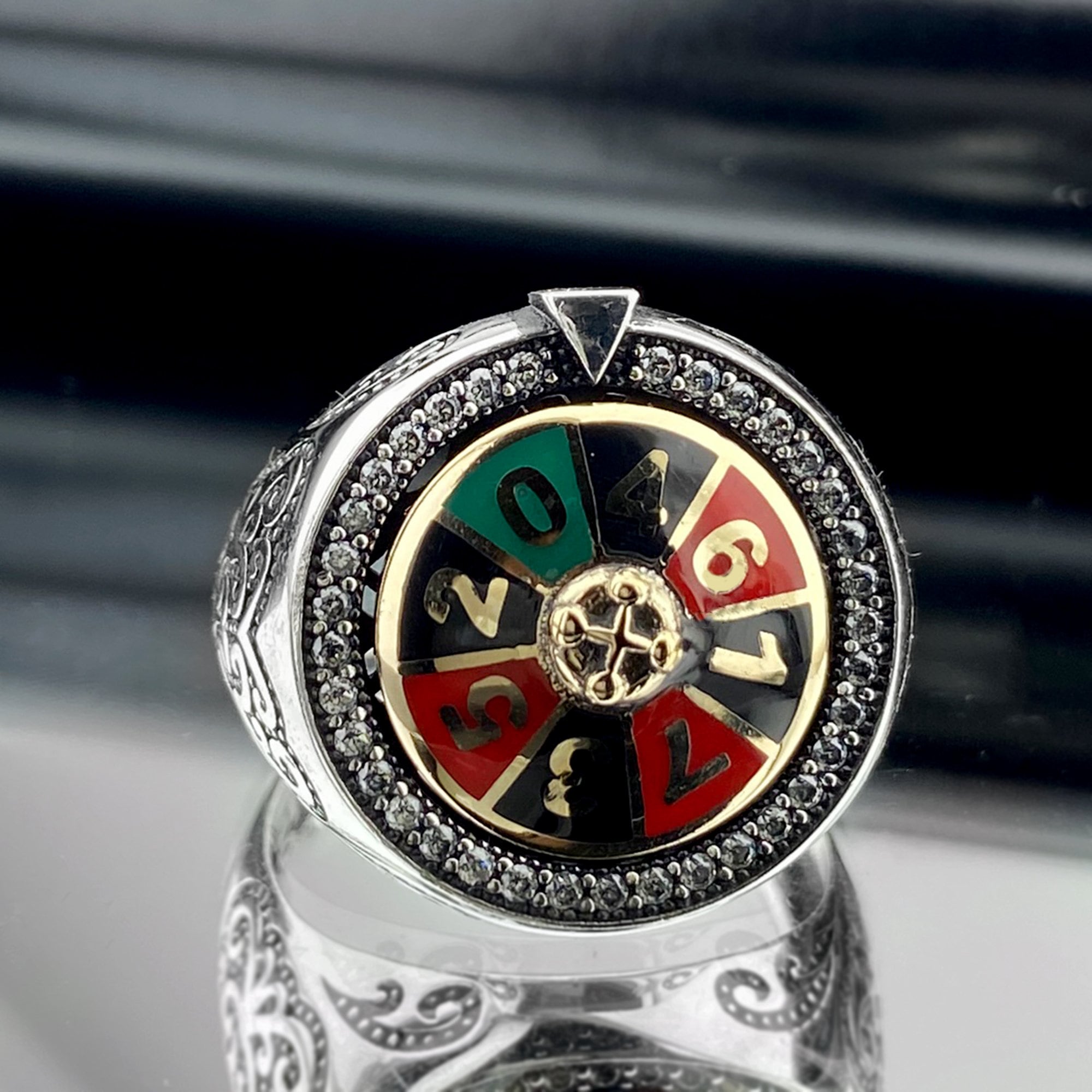 White Stone Men Ring,roulette Ring,las Vegas Roulette,men Jewelry,poker ...
