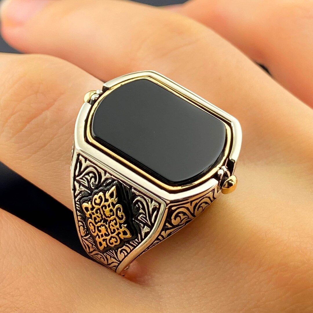 Onyx Ring Mens, Mens Islamic Silver Ring, Handmade Silver Ring, Muslim ...