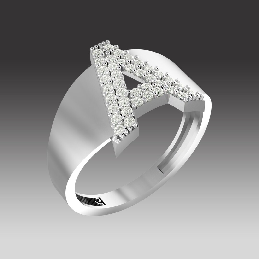 Letter Ring,alphabet Type Ring,a-z Initial Silver Ring,personalised 925 ...