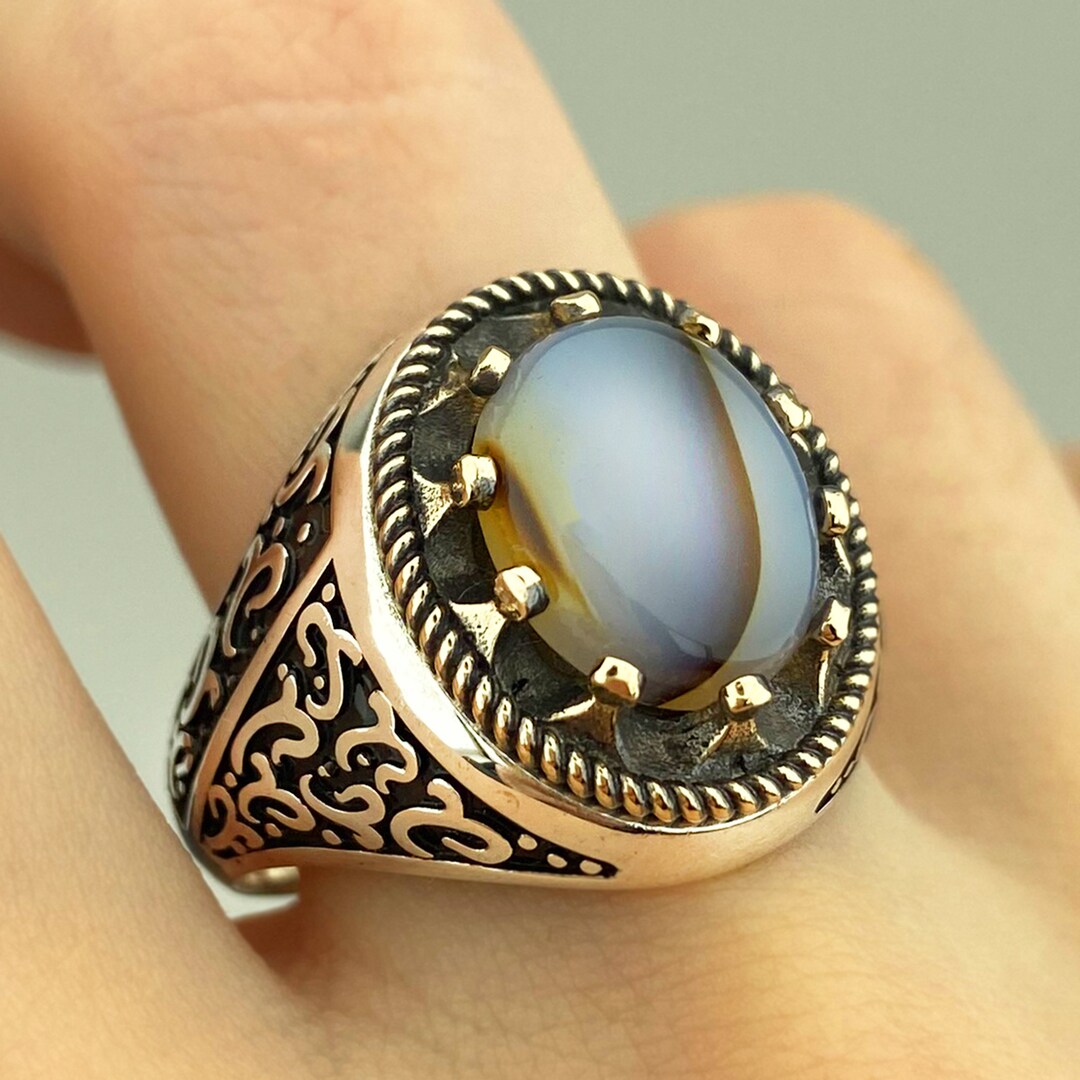 Agate Men's Ringyemeni Aqeeq Ringyemeni Stone Ring - Etsy