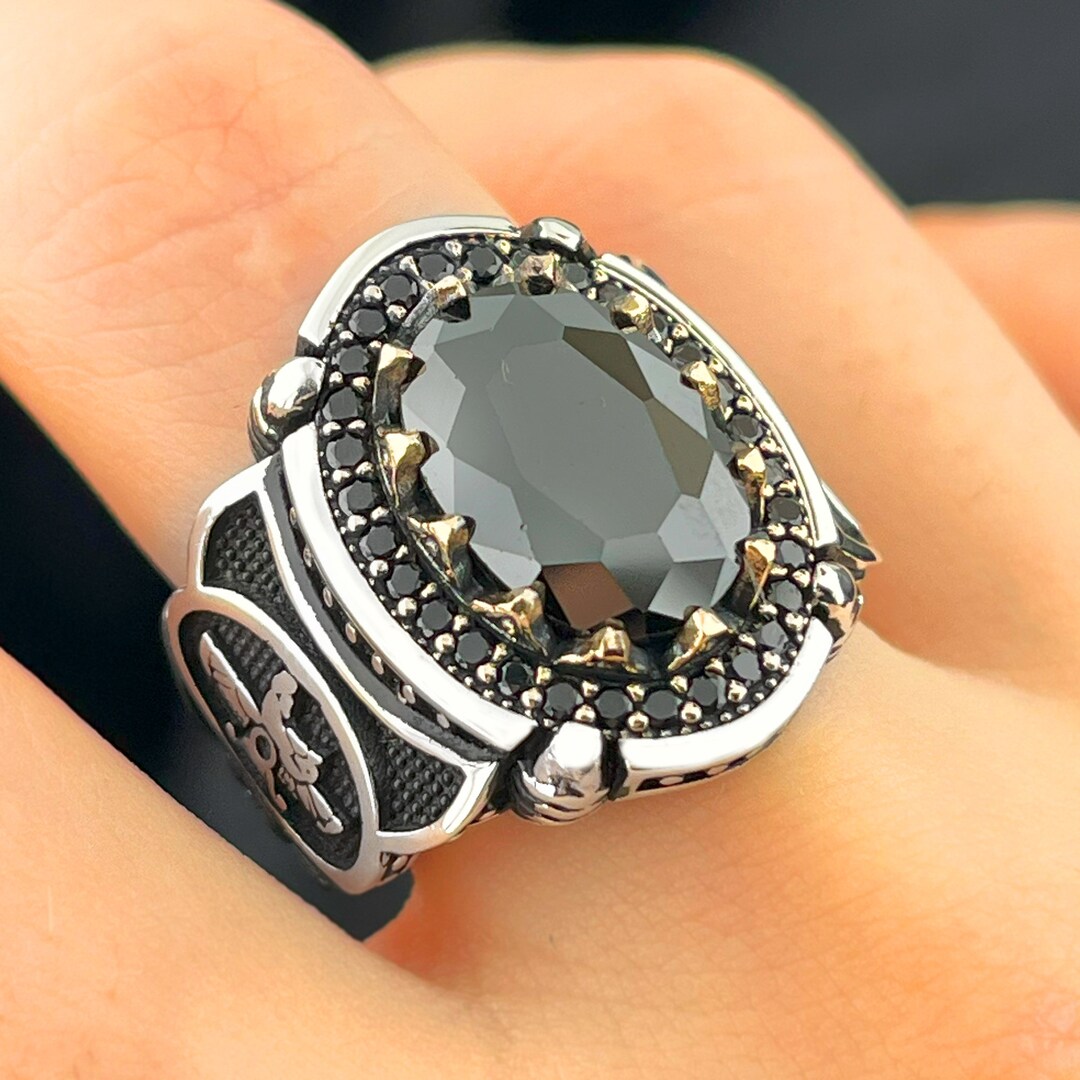 Faravahar Men Ring,persian Men Ring,onyx Stone Men Ring,black Stone Men ...