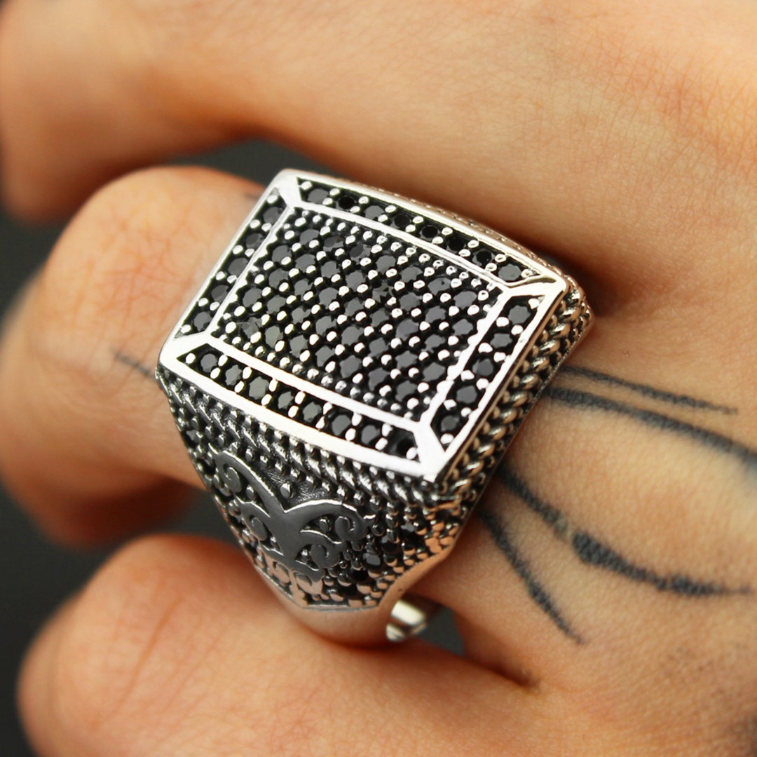 Onyx Stone Men Ring,black Stone Men Ring,men Jewelry,925 Sterling ...