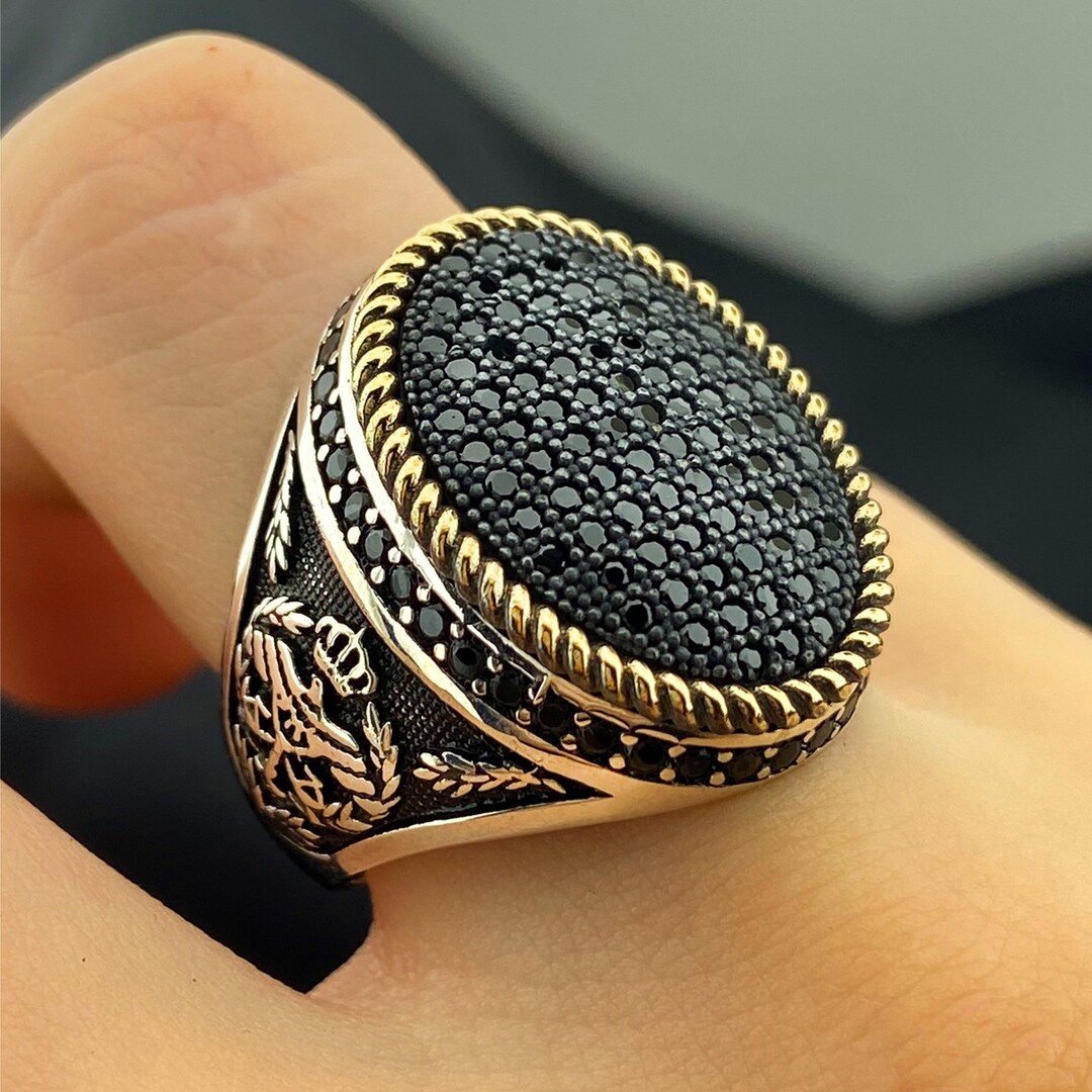 King Ring 925 Sterling,men Black Zirconium Ring, King Ring,crown Ring ...